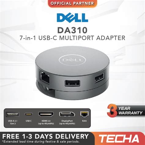 Dell Da310 7 In 1 Usb C Multiport Adapter Grey Lazada Singapore