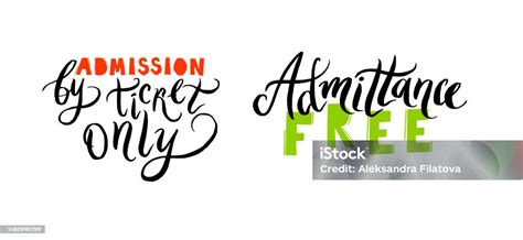 손으로 쓴 비문 설정 티켓으로만 입장하고 흰색 배경에 입장 무료 개념에 대한 스톡 벡터 아트 및 기타 이미지 개념 개념과 주제 독점 Istock