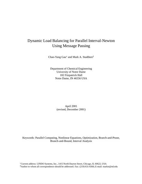 PDF Dynamic Load Balancing For Parallel Interval Newton Using Markst Cyg A PdfDynamic