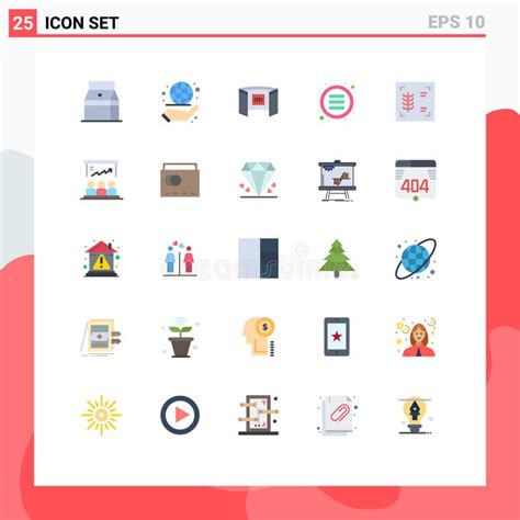 Set Of 25 Vector Flat Colors On Grid For Options Control Management List Screencinema Stock