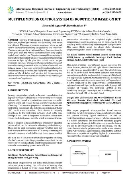 Irjet Multiple Motion Control System Of Robotic Car Based On Iot Pdf