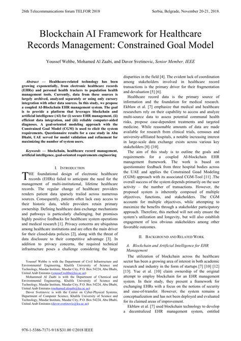 Pdf Blockchain Ai Framework For Healthcare Records Management Constrained Goal Model