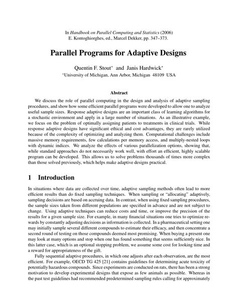 pdf parallel programs for adaptive designs