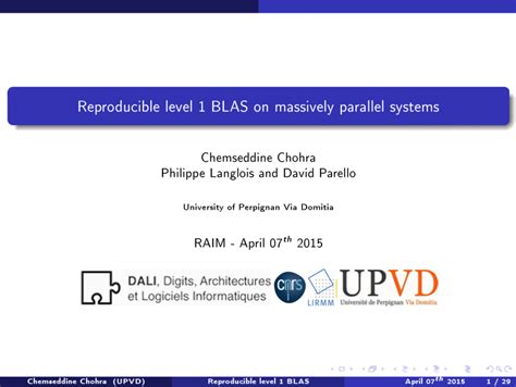 Pdf Reproducible Level 1 Blas On Massively Parallel Systems