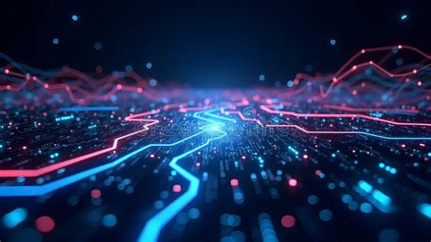 A Dynamic Visualization Of Data Streams Flowing Through A Digital Interface Stock Illustration