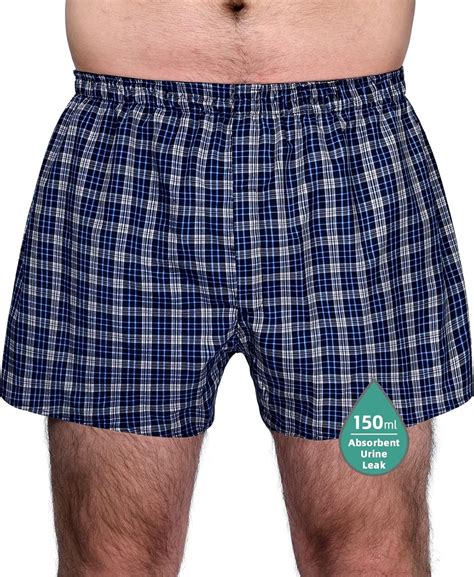 Tiichoo Mens Incontinence Underwear Washable Regular Absorbency Incontinence Boxer Shorts With