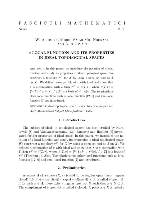 Pdf On Topological Groups Via A Local Functions