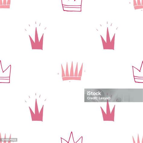 크라운 원활한 패턴 손으로 그린 로얄 낙서 배경 벡터 일러스트 공주에 대한 스톡 벡터 아트 및 기타 이미지 공주 낙서 드로잉 드로잉 Istock