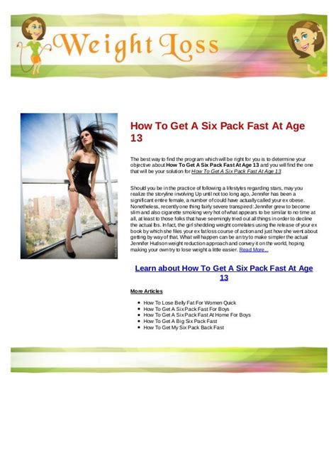 How To Get A Six Pack Fast At Age 13