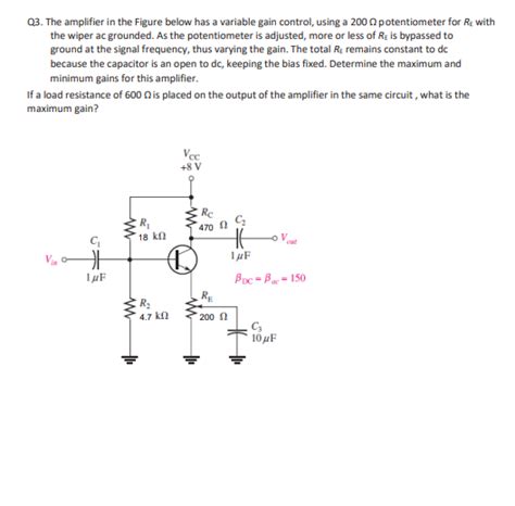 Solved The Amplifier In The Figure Below Has A Variable Chegg Com