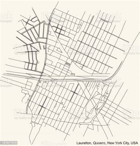 แผนที่ถนนบนถนนของย่านลอเรลตันของควีนส์โบโรห์แห่งนครนิวยอร์กสหรัฐอเมริกา ภาพประกอบสต็อก ดาวน์