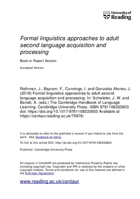 Pdf The Cambridge Handbook Of Language Learning