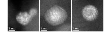 Stem Haadf Images Showing Left A Aupd Homogeneous Alloy Particles