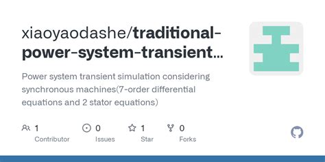 Github Xiaoyaodashetraditional Power System Transient Simulation Power System Transient