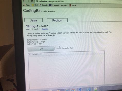 Solved CodingBat Code Practice Java Python String 1 Combo Chegg