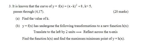 Solved It Is Known That The Curve Of Y F X Xk K