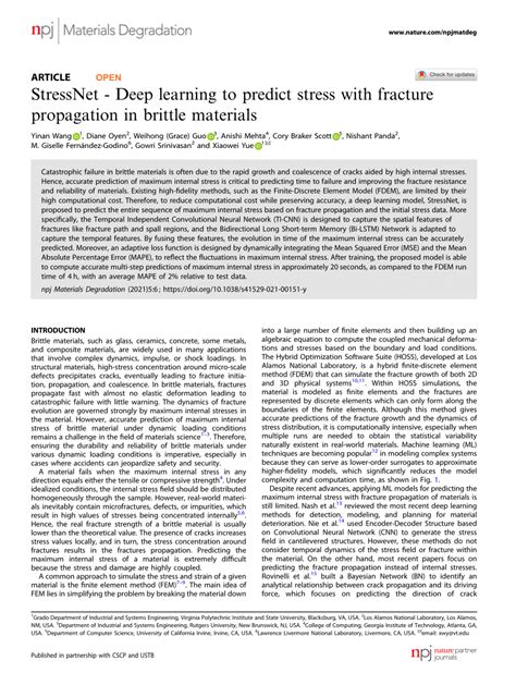 Pdf Stressnet Deep Learning To Predict Stress With Fracture Propagation In Brittle Materials