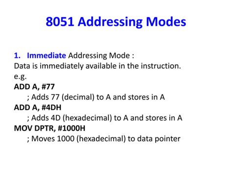 8051 Addressing Modes And Instruction Set Ppt