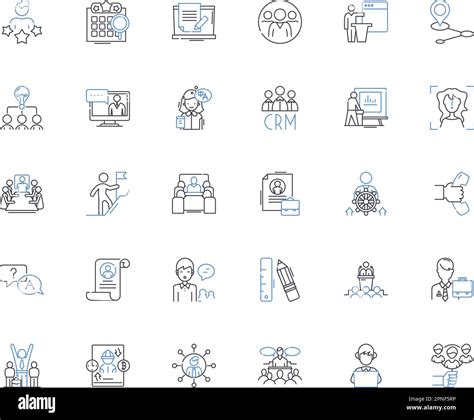 Worker System Line Icons Collection Labor Employment Workforce