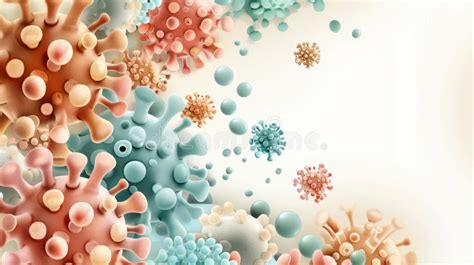 Abstract 3d Rendering Of Colorful Microscopic Viruses Representing