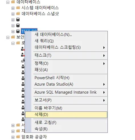 mssql 데이터베이스 삭제 실패 해결 엔지니어의 기록