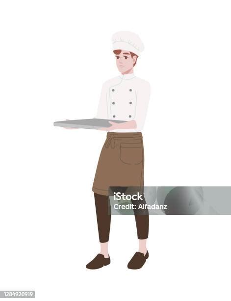 남성 요리사 요리사 전문 베이커리 만화 캐릭터 디자인 평면 벡터 일러스트 는 흰색 배경에 고립 남성에 대한 스톡 벡터 아트 및 기타 이미지 Istock
