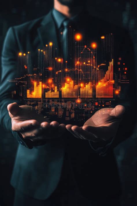 Data Visualization And Analytics Concept With Glowing Graphs And Charts Held By Businessman
