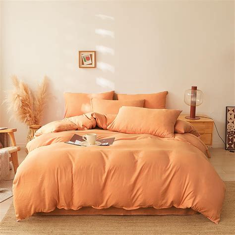 Luxlovery Peach Comforter Set Twin Dark Rust Red Bedding Comforter Set