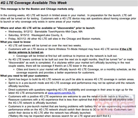 Leak Sprint G LTE Will Be Lighting Up In Boston And Chicago In The Next Week