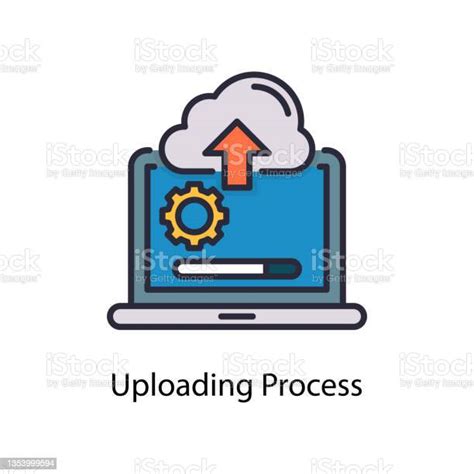 업로드 프로세스 벡터 채우기 개요 아이콘 디자인 그림입니다 흰색 배경 Eps 10 파일에 웹 및 모바일 응용 프로그램 기호 다운로드에 대한 스톡 벡터 아트 및 기타 이미지