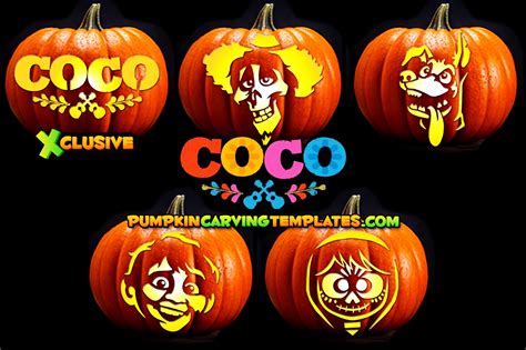 Disney Coco Cartoon Bundle Pumpkin Carving Template Digital Download