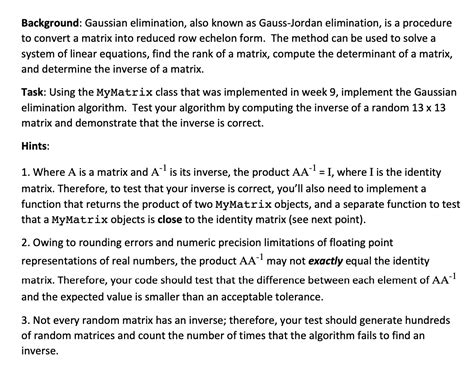 Background Gaussian Elimination Also Known As