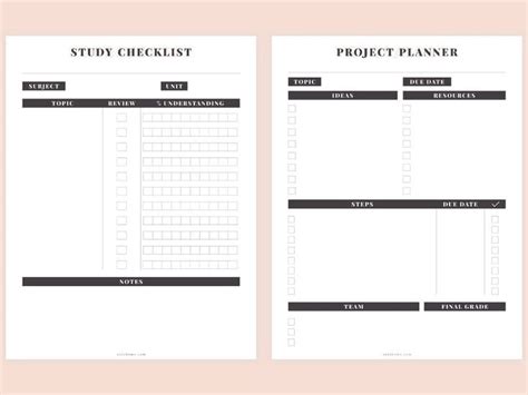 Study Checklist Project Planner Template Project Planner Template Planner Template Babe