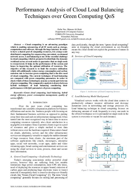 pdf performance analysis of cloud load balancing techniques over