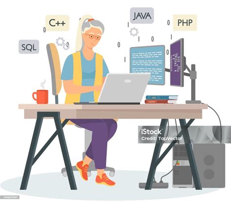 Ilustración De Ingeniería Y Codificación De Programadores Programador Trabajando En Desarrollo