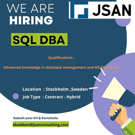 Sushma Reddy On Linkedin We Are Hiring Role Sql Dba Location Stockholm Sweden Duration
