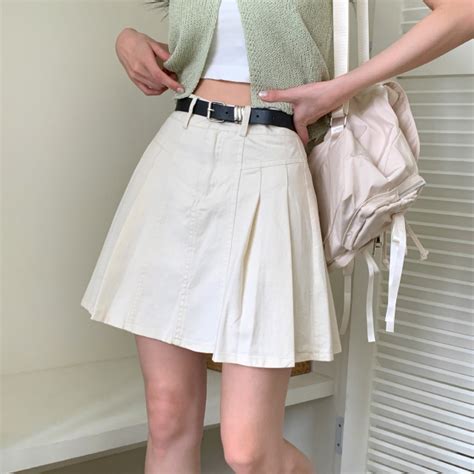 조이조이 30할인💖 벨트set속바지내장 오빗 플리츠 주름 A라인 코튼 여름 데일리 미니 스커트