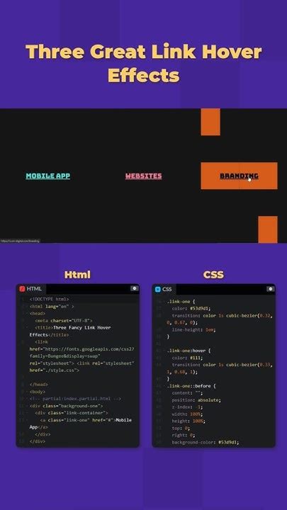 Three Modern Link Hover Effects In Html And Css Html5 Css3 Js Javascript Webdesign