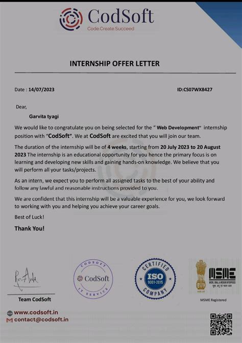 Garvita Tyagi On Linkedin Intership Webdevelopment Codsoft