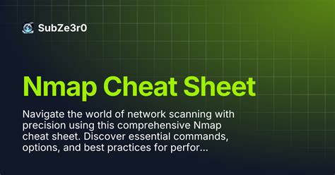 Nmap Cheat Sheet Subze3r0