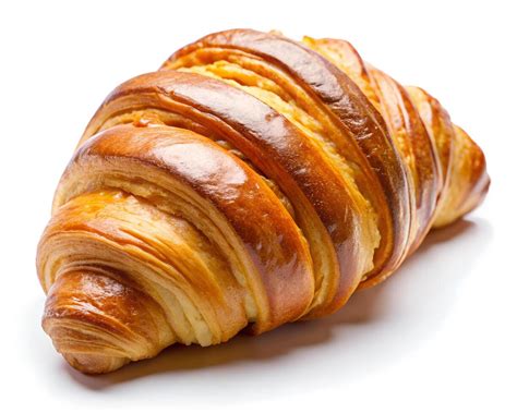 Golden Flaky Croissant With Buttery Layers And Crisp Exterior In Studio