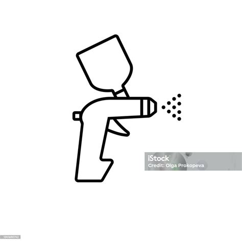 페인트 스프레이 총 개요 아이콘 에어 브러시 자동차 페인트 간단한 라인 벡터 아이콘 기호 로고 일러스트레이션 웹 디자인 모바일