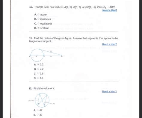 Solved 10 Triangle Abc Has Vertices A 2 5 B 5 2 And