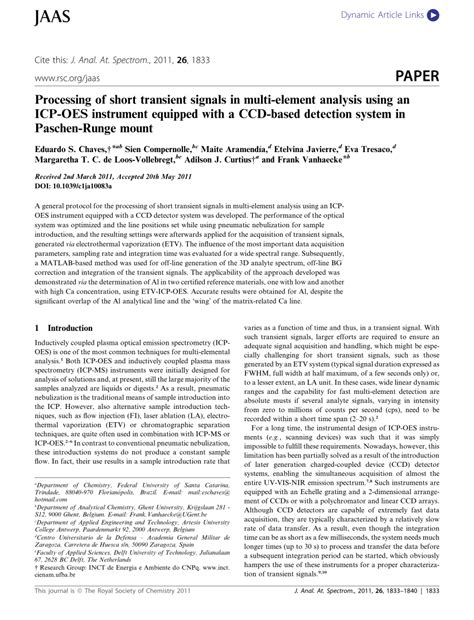 Pdf Processing Of Short Transient Signals In Multi Element Analysis