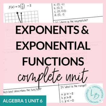 Exponents Exponentials Unit Algebra 1 Unit 6 TPT