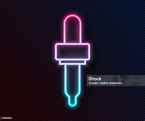 검은 색 배경에 고립 된 빛나는 네온 라인 파이펫 아이콘 의료 화장품 화학 실험실 장비의 요소 벡터 0명에 대한 스톡 벡터 아트 및 기타 이미지 Istock