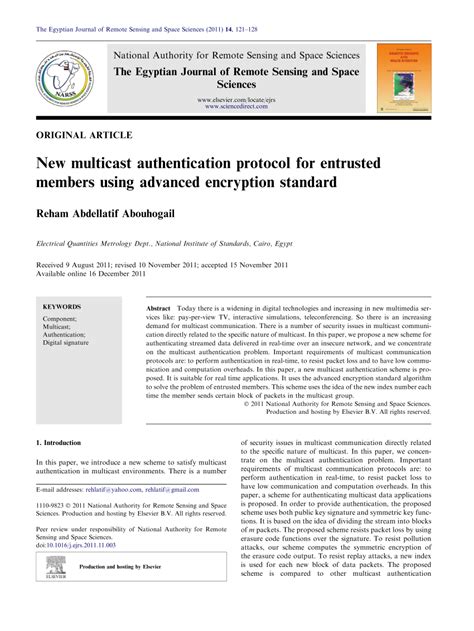 Pdf New Multicast Authentication Protocol For Entrusted Members Using Advanced Encryption Standard