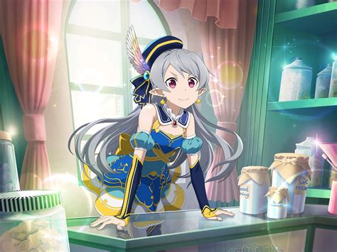 Seven Sao Sword Art Online Game Cg 1girl Arm Strap Blue Sleeves Closed Mouth Detached