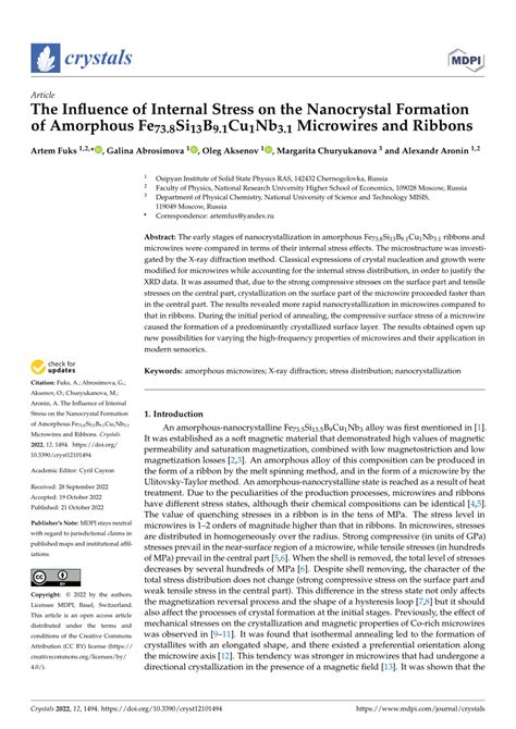 Pdf The Influence Of Internal Stress On The Nanocrystal Formation Of