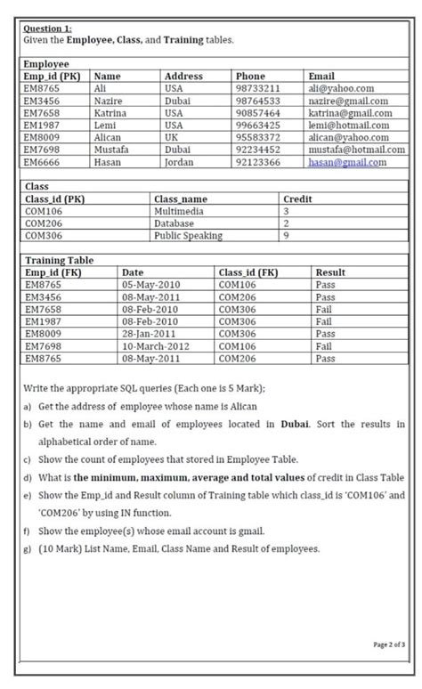 Solved Question 1 Given The Employee Class And Training